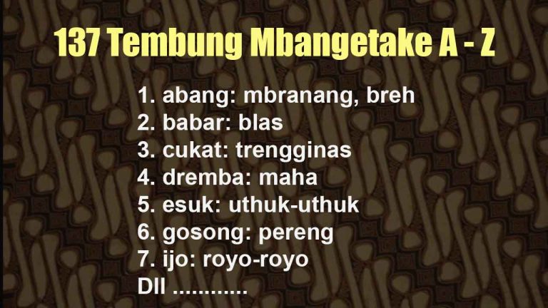 137 Tembung Mbangetake Dalam Bahasa Jawa Dari A Sampai Z Lengkap Contoh ...